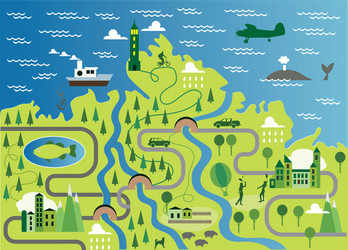 Cartoon map Royalty Free Vector Image - VectorStock