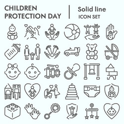 Baby toy charcoal draw line icons set Royalty Free Vector