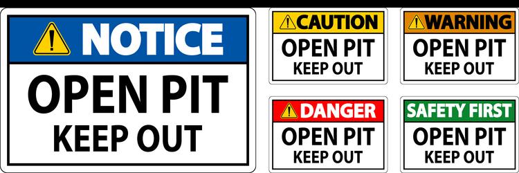 Danger open pit sign keep out Royalty Free Vector Image