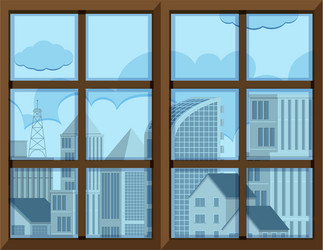 Window frame template with outside view Royalty Free Vector