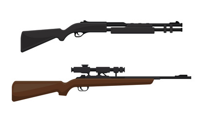 Handguns or rifle models with firing trigger Vector Image