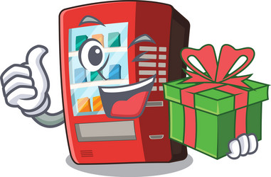 Crying vending machine next to character door Vector Image