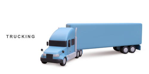 3d realistic red delivery truckon white Royalty Free Vector