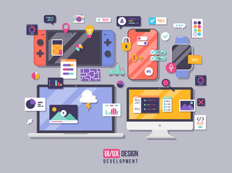 Process of developing interface for game Vector Image