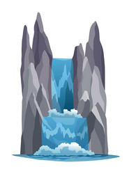 Waterfall cartoon landscape with rock mountain Vector Image