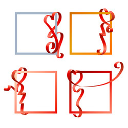 Set of romantic frames rope with heart Royalty Free Vector