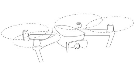 Continuous one line drawing of flying drone Vector Image