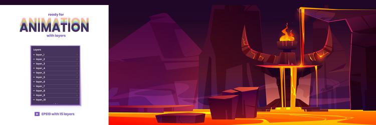 Hell background with lava in cave Royalty Free Vector Image