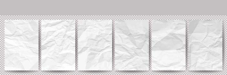 Big set of white lean crumpled papers Royalty Free Vector