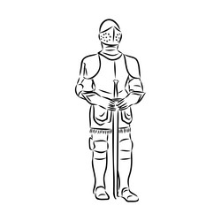 Knight armour engraving scratch board style Vector Image