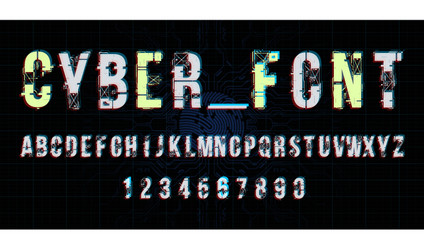Futuristic font design letters and numbers Vector Image