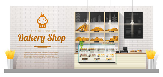 Interior scene of modern bakery shop Royalty Free Vector
