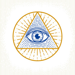 All seeing eye of god in sacred geometry triangle Vector Image