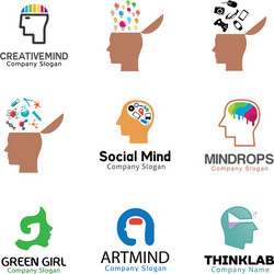 Head science lab logo icon design Royalty Free Vector Image