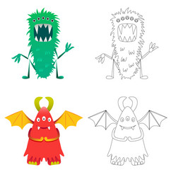 Children coloring page with funny cartoon Vector Image