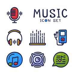 Hand drawn cartoon set of music audio related Vector Image