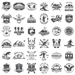 Ski and snowboard club emblem Royalty Free Vector Image