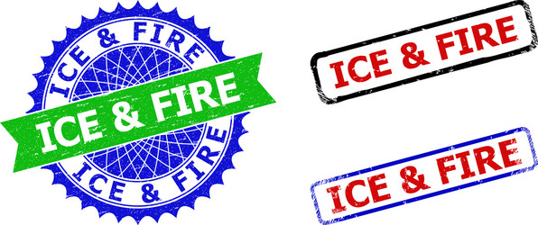 Ice fire bicolor rough rectangular seals Vector Image