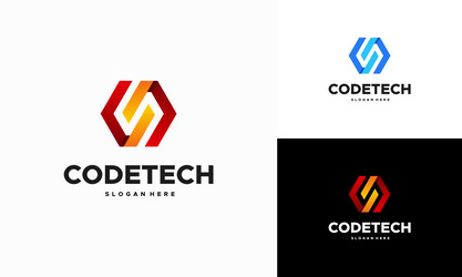 Modern coding logo designs concept programmer Vector Image