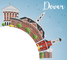 Dover skyline with color buildings blue sky Vector Image