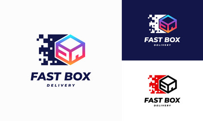 Fast box delivery logo designs concept pixel box Vector Image