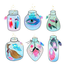 Magic jars set isolated Royalty Free Vector Image