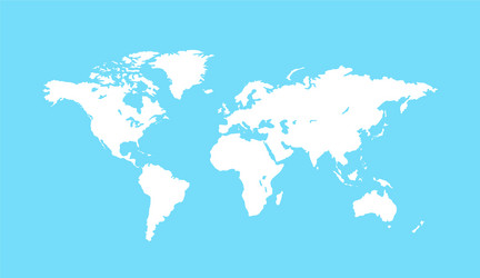Blue blank world map Royalty Free Vector Image