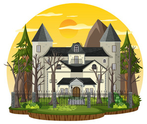 Haunted house at daytime scene Royalty Free Vector Image