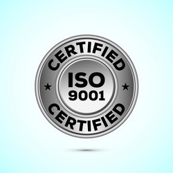 Iso 9001 golden badge for products quality Vector Image