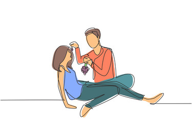 Continuous line drawing of a man and a woman Vector Image