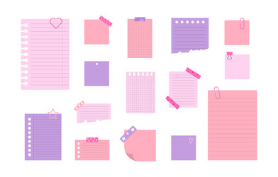 Notebook sheets in y2k style with phrases Vector Image