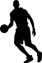 Solid black silhouette of a basketball player Vector Image