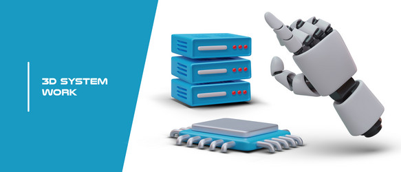 3d system work concept realistic hand Royalty Free Vector