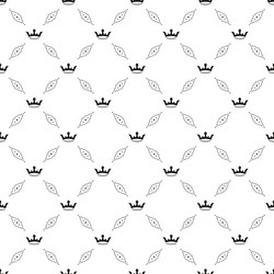 Seamless black pattern with king crowns Royalty Free Vector