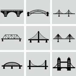 Isolated bridges icons set Royalty Free Vector Image