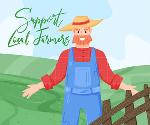 Support local farm banner design man farmer Vector Image