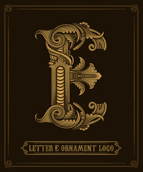 Vintage letter e floral pattern style Royalty Free Vector