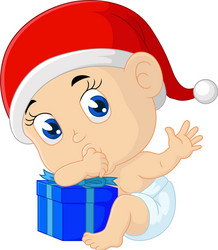 Cartoon baby in christmas Royalty Free Vector Image