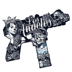 Chicano tattoo monochrome concept Royalty Free Vector Image