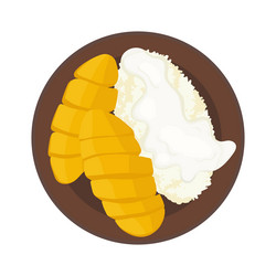 Mango sticky rice recipe and ingredients asian Vector Image