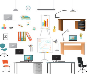 Modern Office Workspace Elements Royalty Free Vector Image