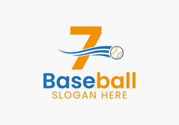 Letter 7 baseball logo concept with moving Vector Image