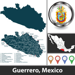 Map of guerrero Royalty Free Vector Image - VectorStock
