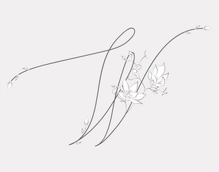 Hand drawn floral uppercase w monogram Royalty Free Vector