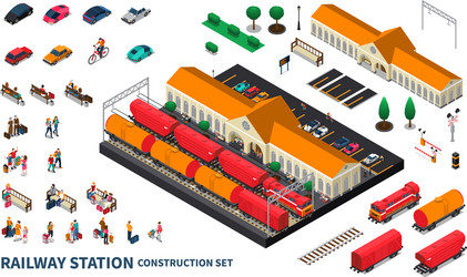 Colorful sketch top view of railway station Vector Image