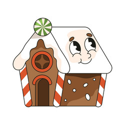 Cartoon gingerbread house on white background Vector Image