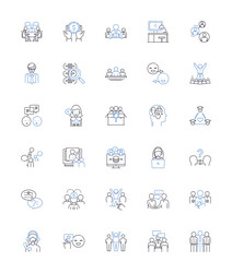 Netizens line icons collection online virtual Vector Image