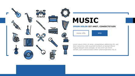 Music instruments performance icons set Royalty Free Vector