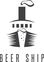 Negative space concept beer and ship Royalty Free Vector