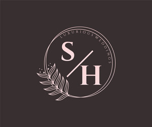 Sh initials letter wedding monogram logos Vector Image